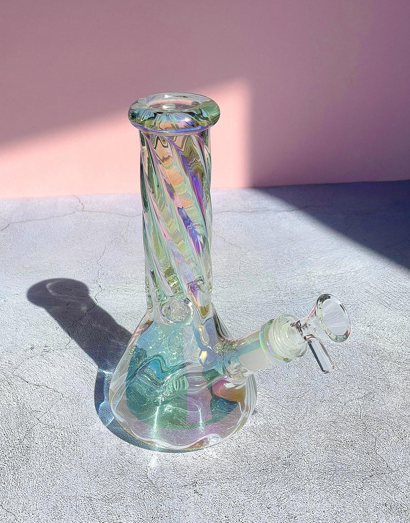 IRIDESCENT SWIRL BONG 8"