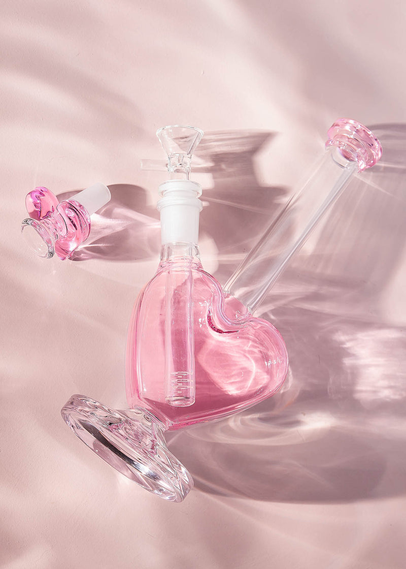 PINK HEART BONG with matching heart bowl