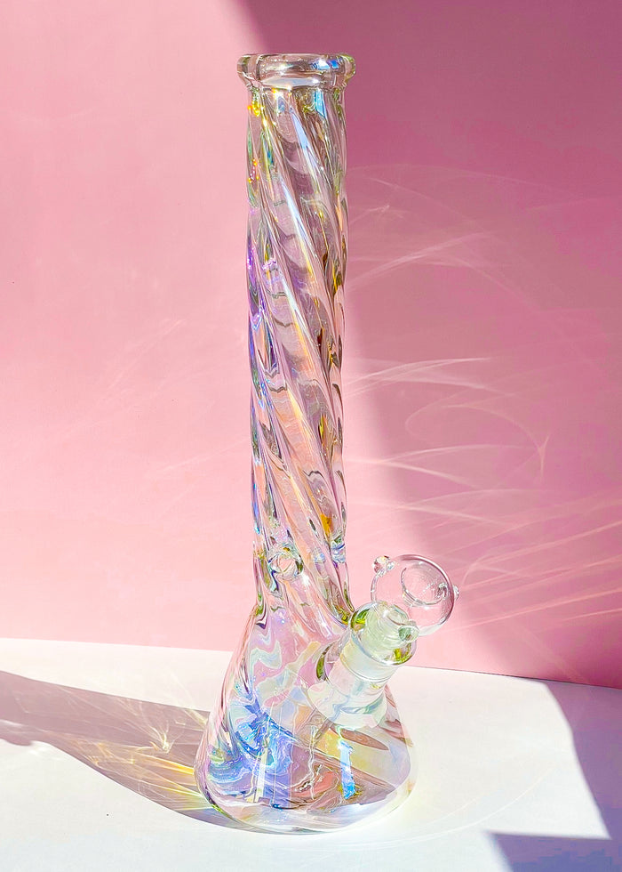 IRIDESCENT SWIRL BONG 16"